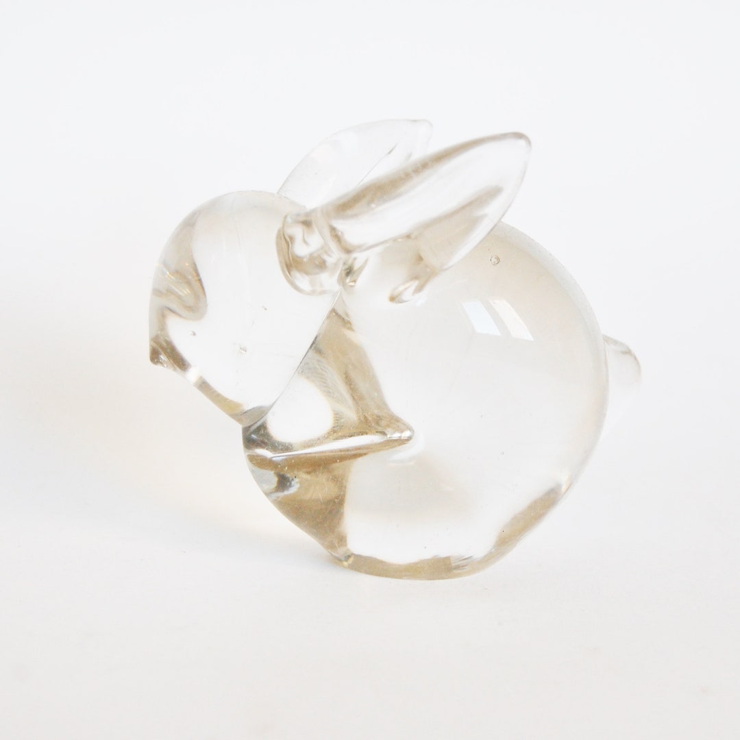 Vintage Clear Glass Bunny Figurine 1970s - Etsy