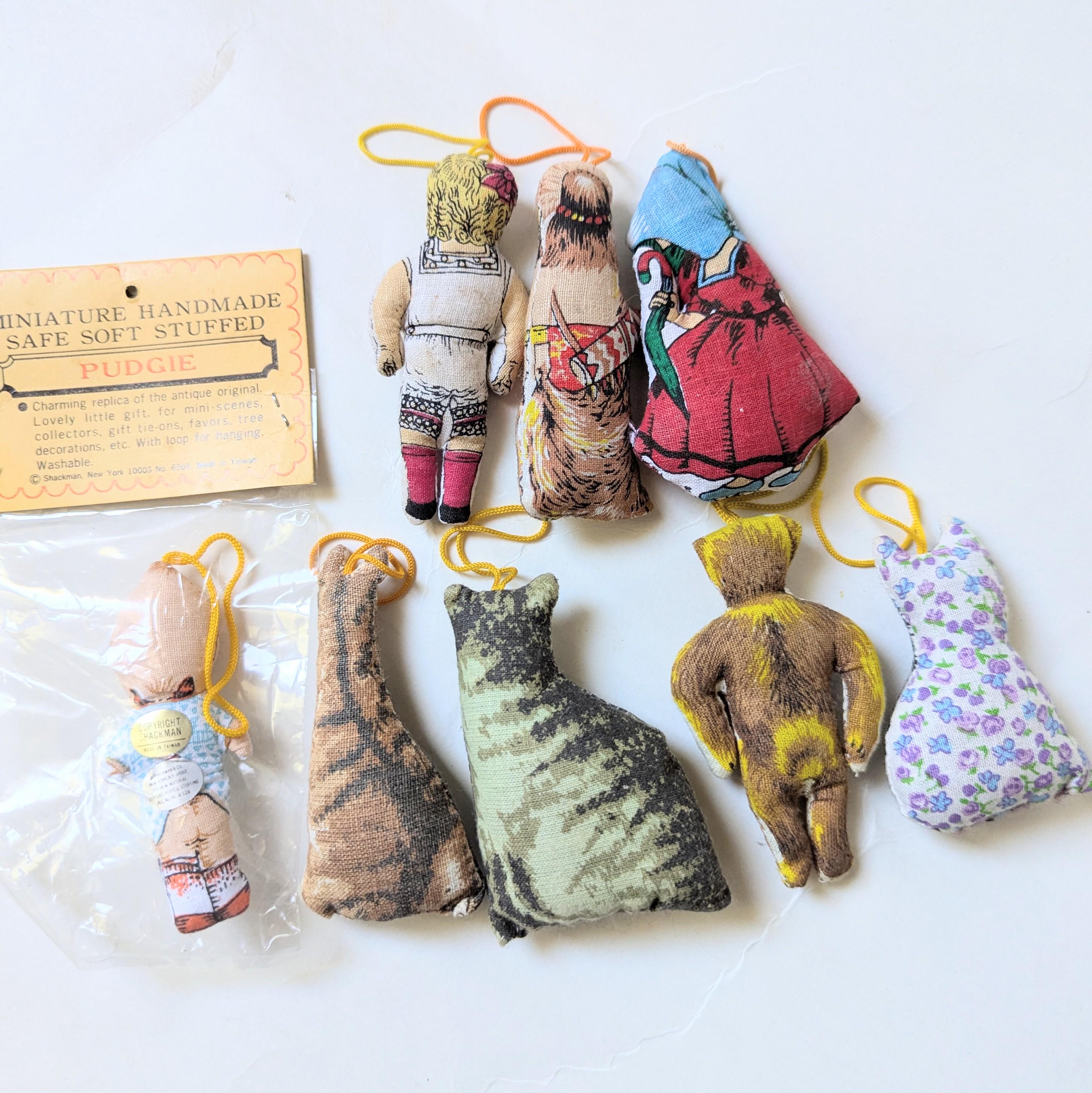 Vintage Shackman Fabric Christmas Ornament Lot Antique Replica Cats ...