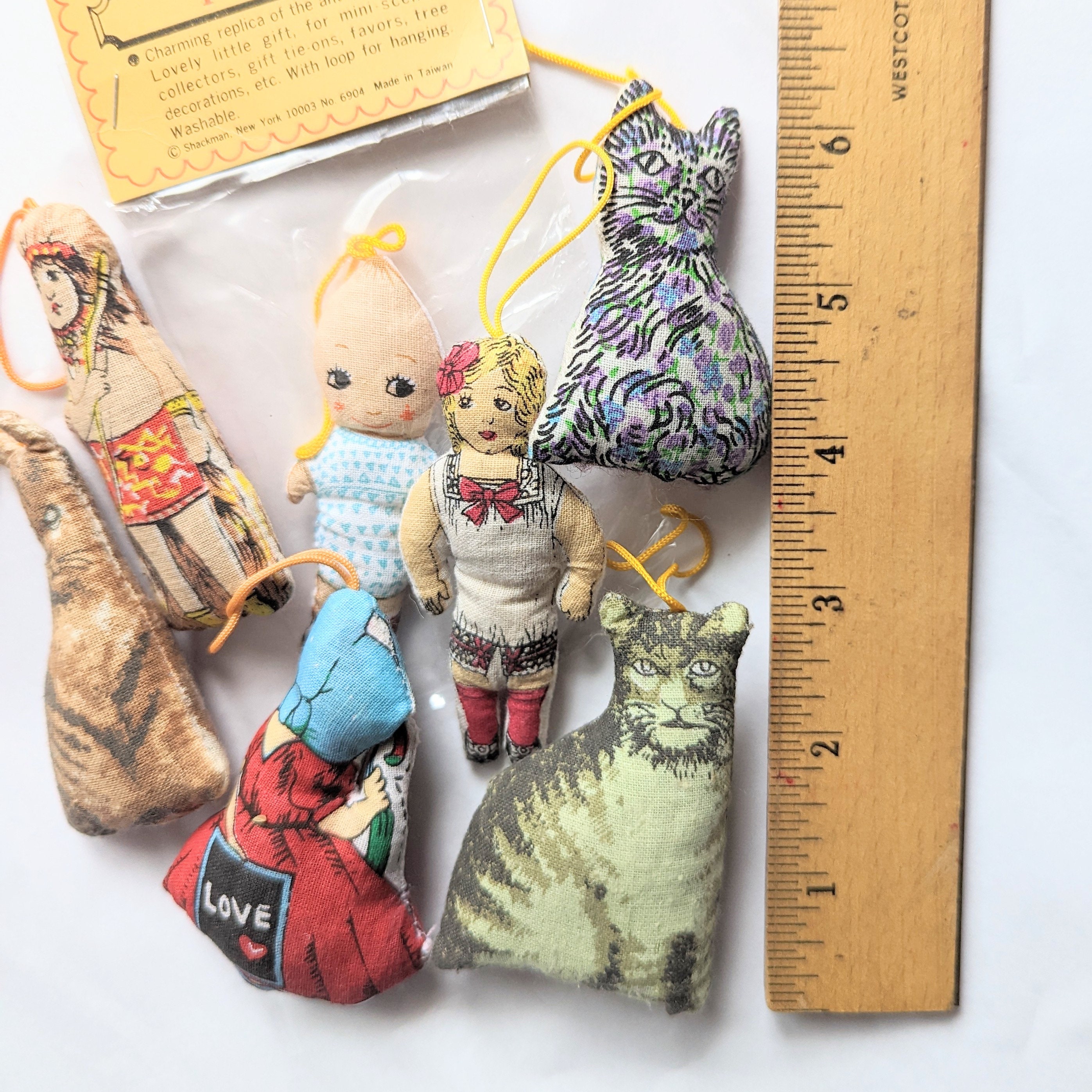 Vintage Shackman Fabric Christmas Ornament Lot Antique Replica Cats ...