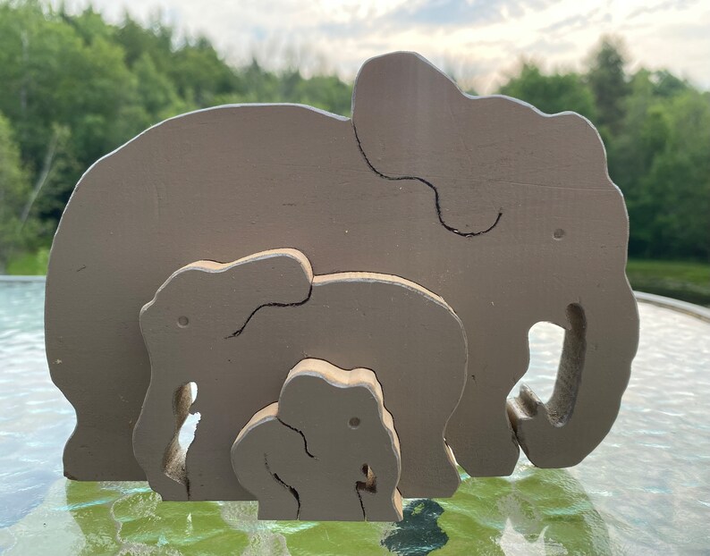 Wooden 3 Tier Elephant Puzzle and Decoration. Great for Adults and ...