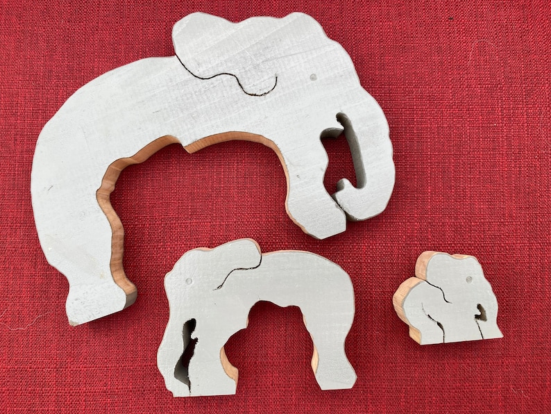 Wooden 3 Tier Elephant Puzzle and Decoration. Great for Adults and ...
