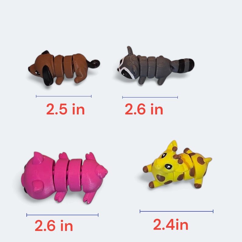3D Printed Animals Collection, Articulated Fidget 3D Printed Toys 4pk ...