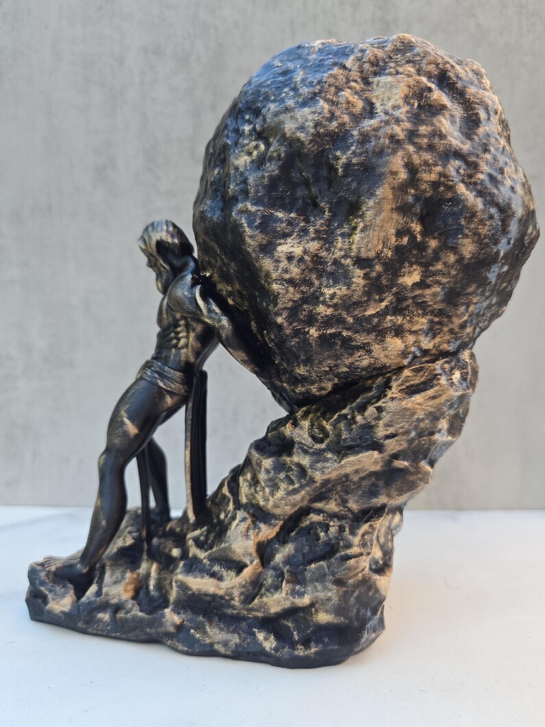 Hand-painted Sisyphus Statue – Greek Mythology Desk Decor, Bronze ...