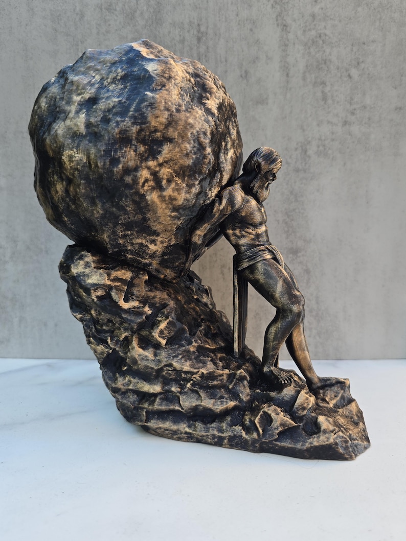 Hand-painted Sisyphus Statue – Greek Mythology Desk Decor, Bronze ...
