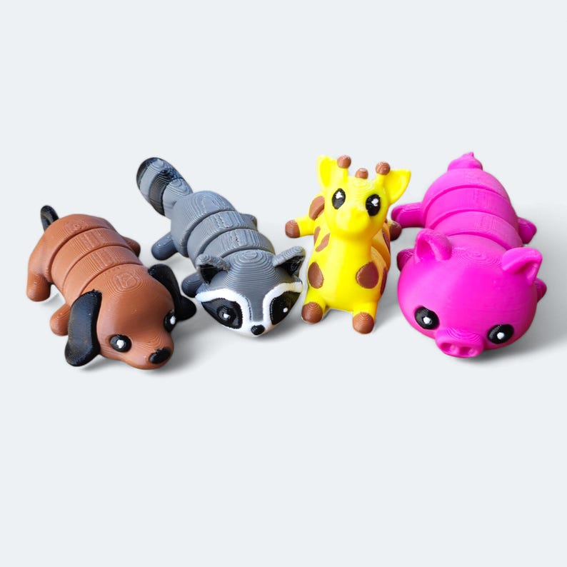 3D Printed Animals Collection, Articulated Fidget 3D Printed Toys 4pk ...