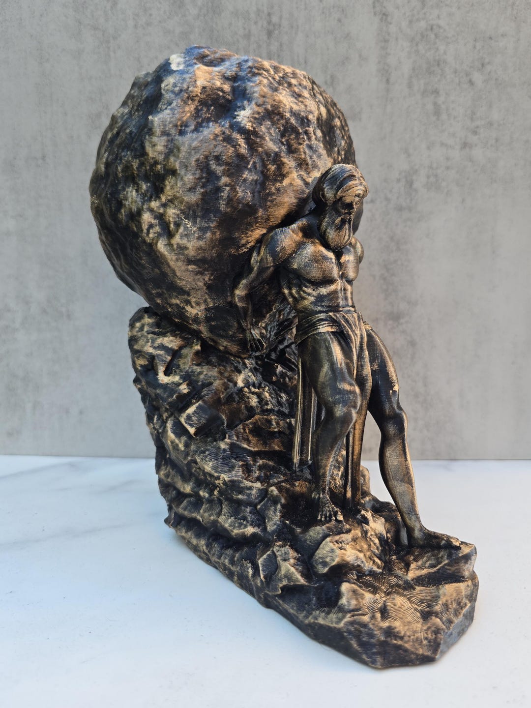 Hand-painted Sisyphus Statue – Greek Mythology Desk Decor, Bronze ...