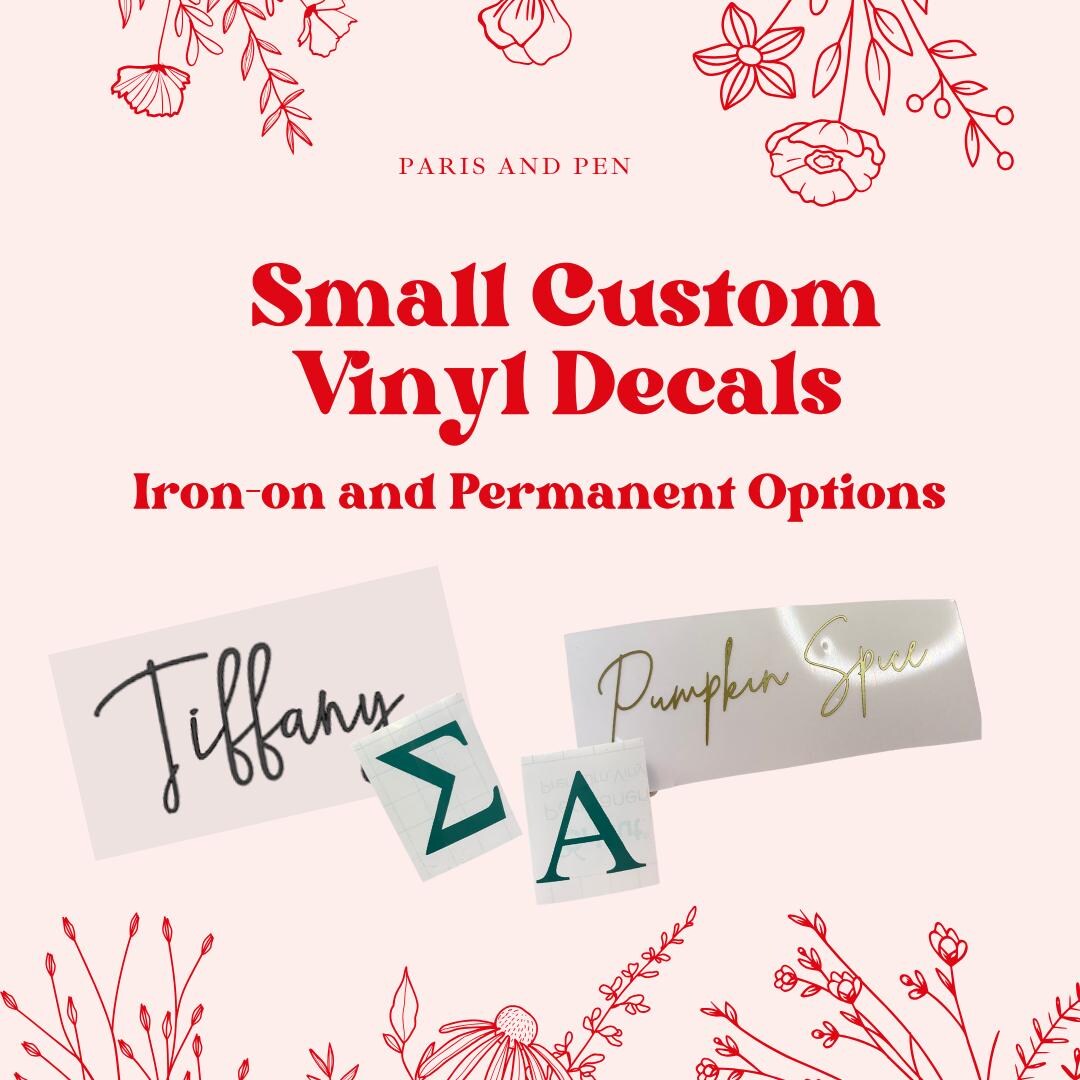 SMALL Custom Text Vinyl Decals | Create Your Own Iron-on or Permanent ...