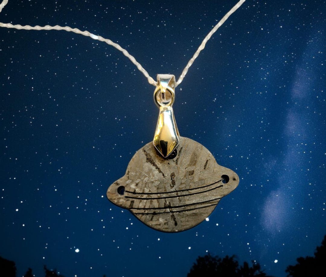 Aletai Iron Meteorite Saturn Pendant Necklace -with Widmanstatten ...