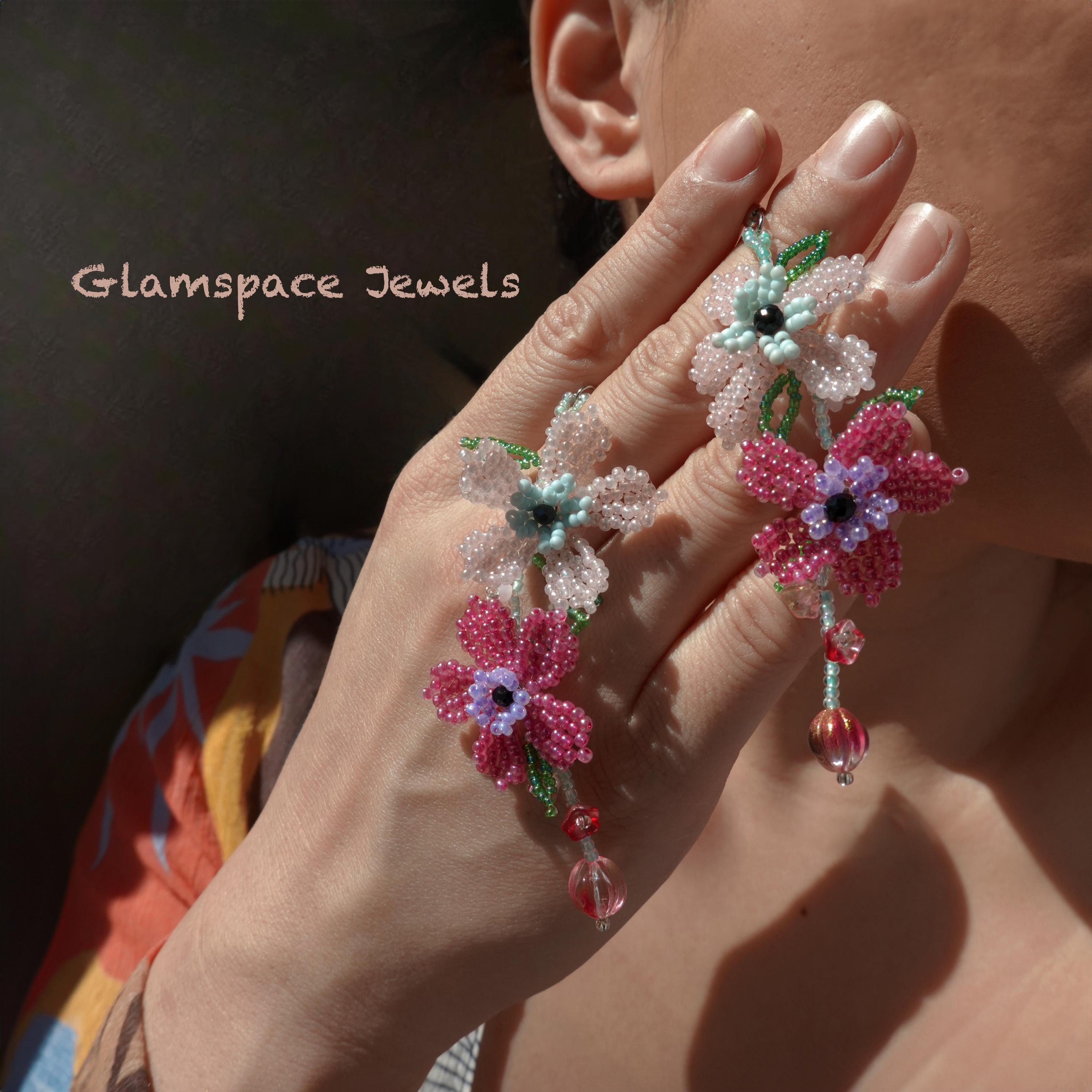 Seed Bead Flower Earrings: Handmade Floral Dangle Jewelry - Etsy