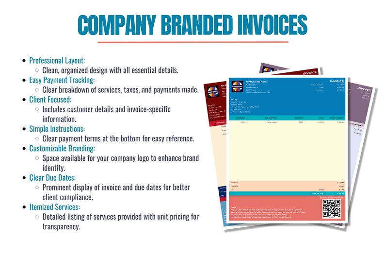 Invoice Bundle Template Google Sheets: Editable Printable PDF Digital ...