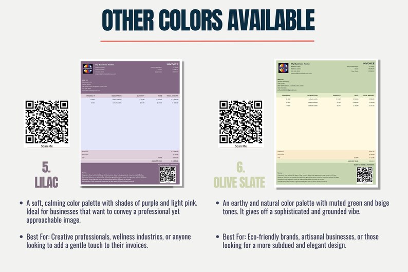Chic Invoice Design Template Lilac Google Sheets PDF: Small Business ...
