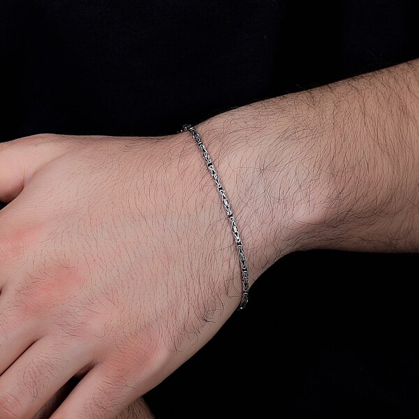 Thick Chain Bracelet for Men 925 Sterling Silver Chain Bracelet Men ...