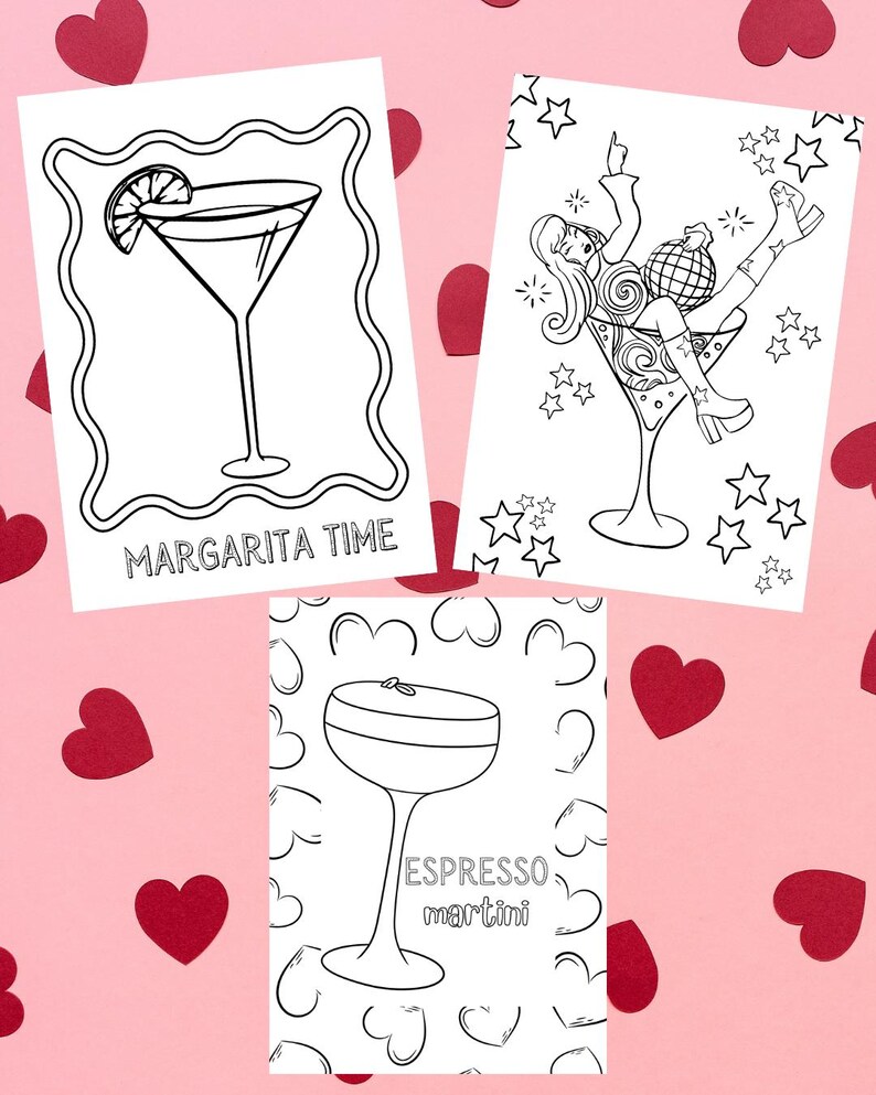 Cocktail Colouring Pages - Etsy