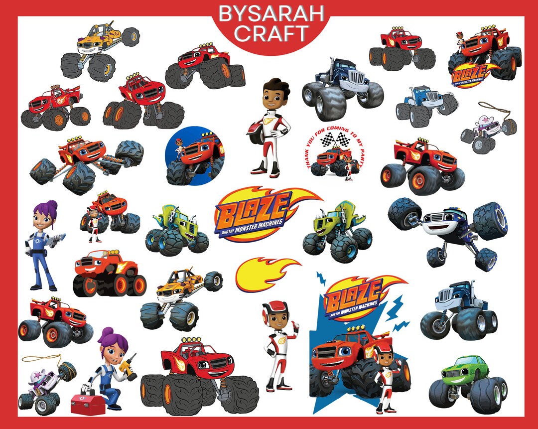 Blaze Svg,png,pdf Bundle Big Pack, Cricut, Party, Cartoon Sticker ...