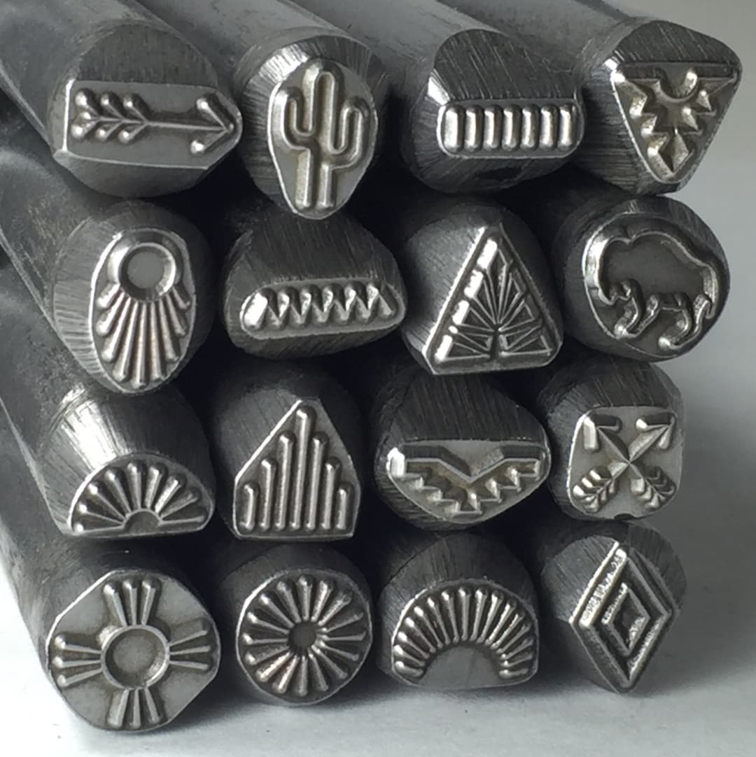 Native Tribal Design Stamp Set, 16 Stamps, Metal Stamps, Silver ...
