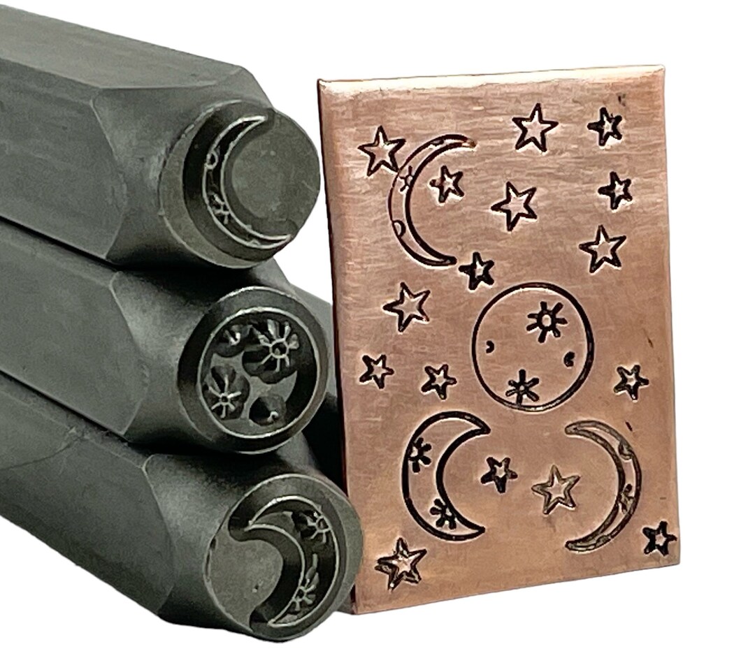 Crescent Moon Stamp, Full Moon Stamp, Jewelry Stamp, Metal Jewelry ...