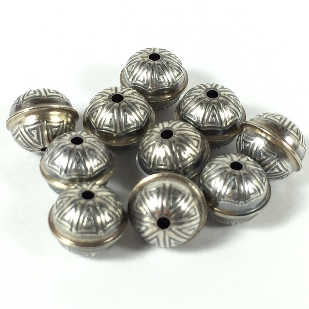 Sterling Silver Beads, Navajo Style Silver Beads 10 Pcs Pack, Tribal ...