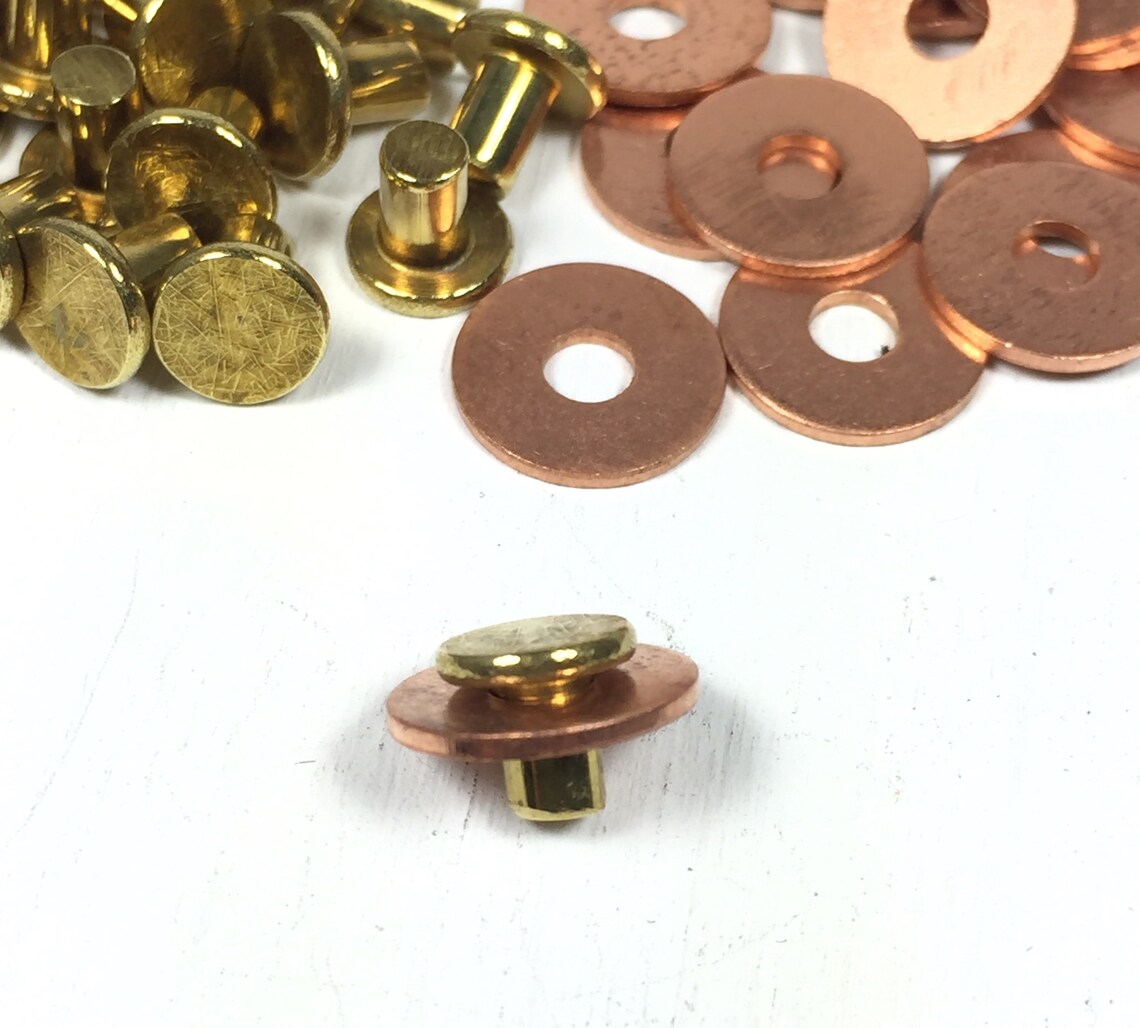 Brass Rivets Flat Top Rivets Flat Head Rivets Includes Etsy