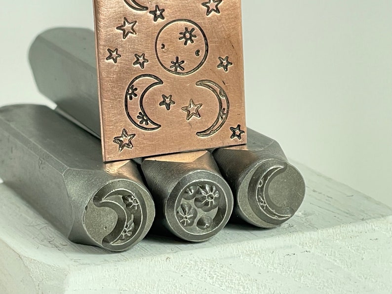 Crescent Moon Stamp, Full Moon Stamp, Jewelry Stamp, Metal Jewelry ...