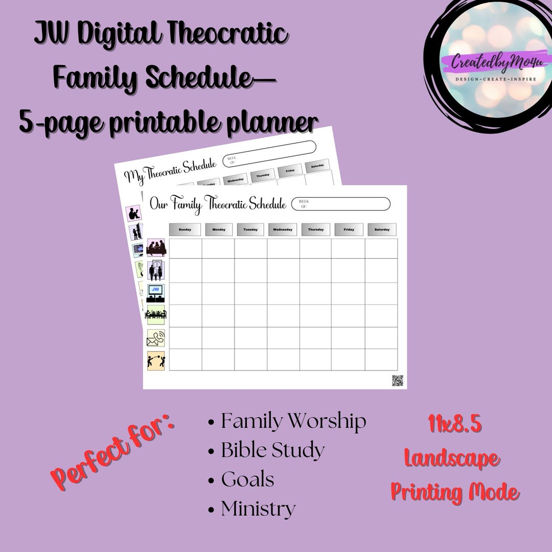 JW Family Worship Schedule: Digital Planner (instant Download) - Etsy