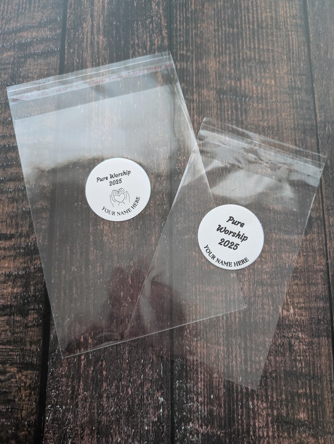 Clear Plastic Gift Bags With Holographic/white Label (set of 50) - Etsy