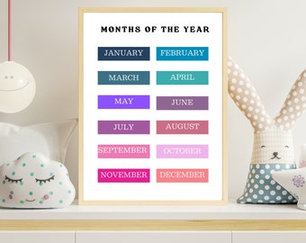 Months of the Year Printable, Educational Posters, Kindergarten Poster ...