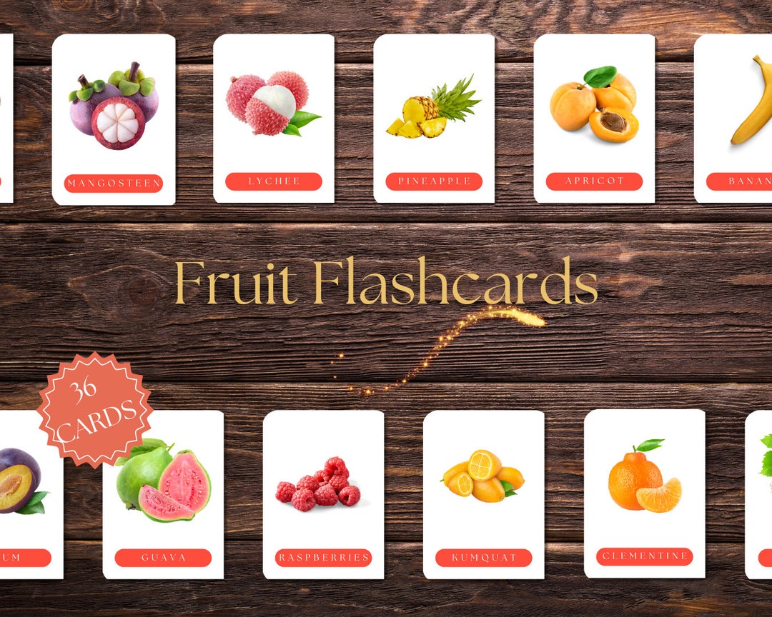Fruits (real Pictures), 36 Montessori Flash Cards, Home Schooling ...
