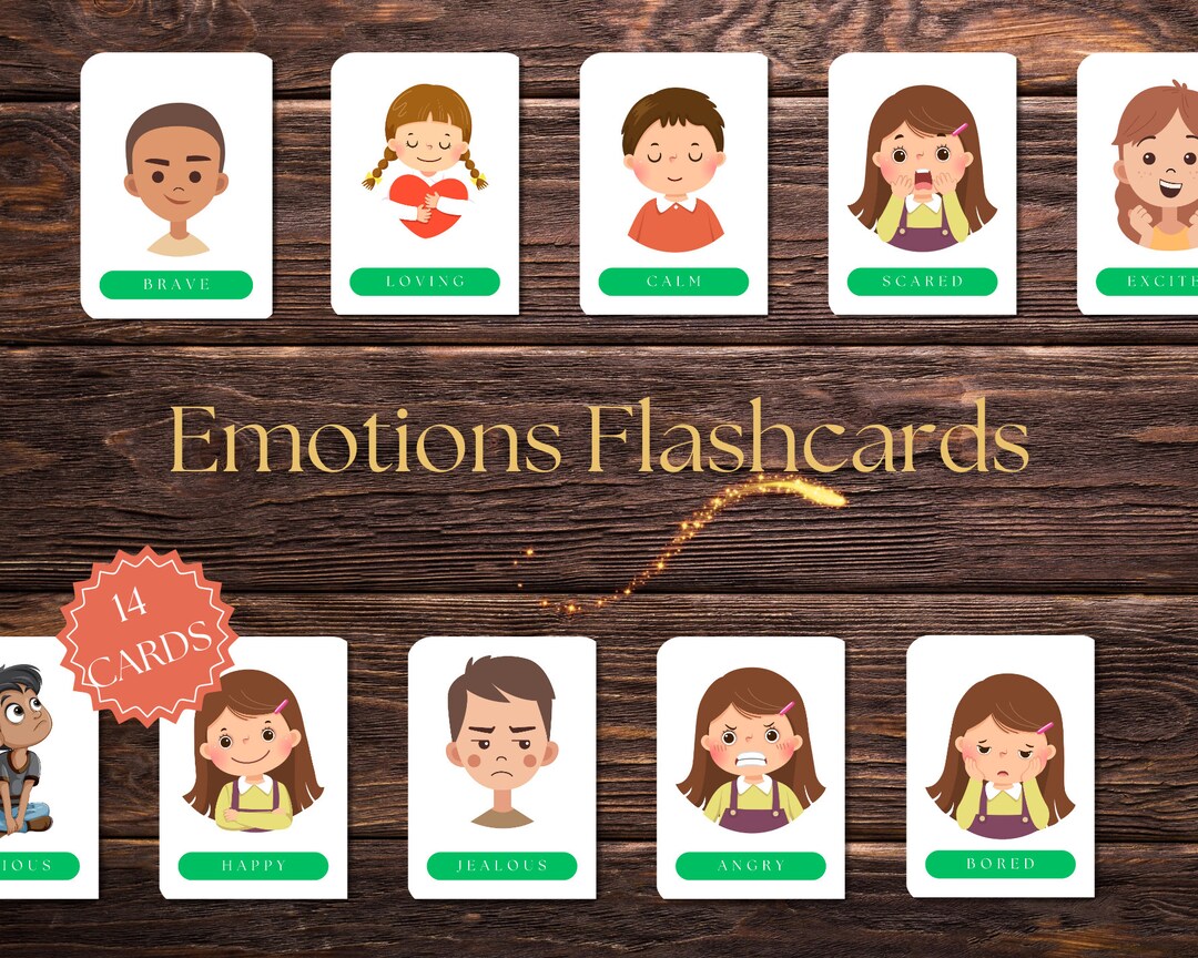 Emotions, 14 Montessori Flash Cards, Home Schooling, Educational ...