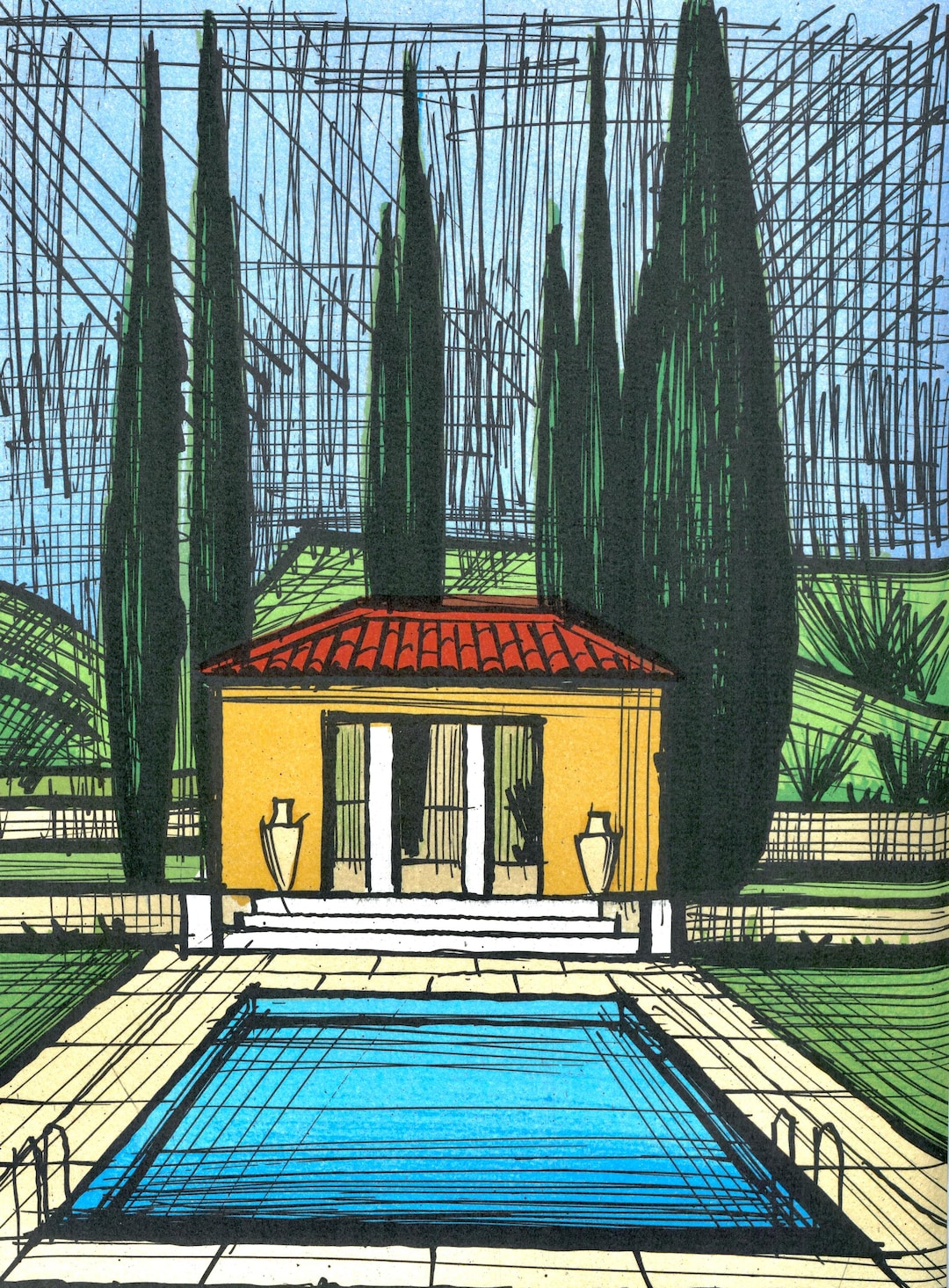 Bernard Buffet, the Swimming Pool, From Lithographs II, Limited Edition ...