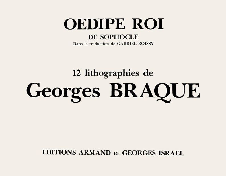 Georges Braque, Composition, Œdipe Roi De Sophocle, Limited Edition ...