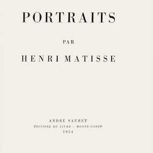 Henri Matisse, Frontispiece (duthuit 33), Portraits Par Henri Matisse ...