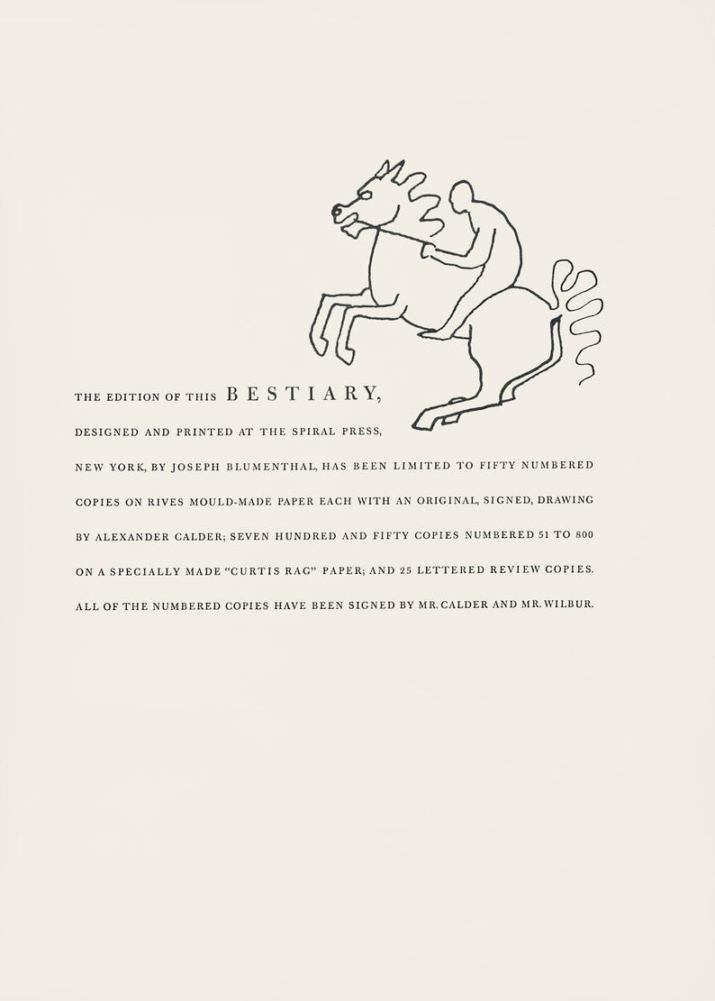 Alexander Calder, Composition, A Bestiary, Limited Edition Letterpress ...