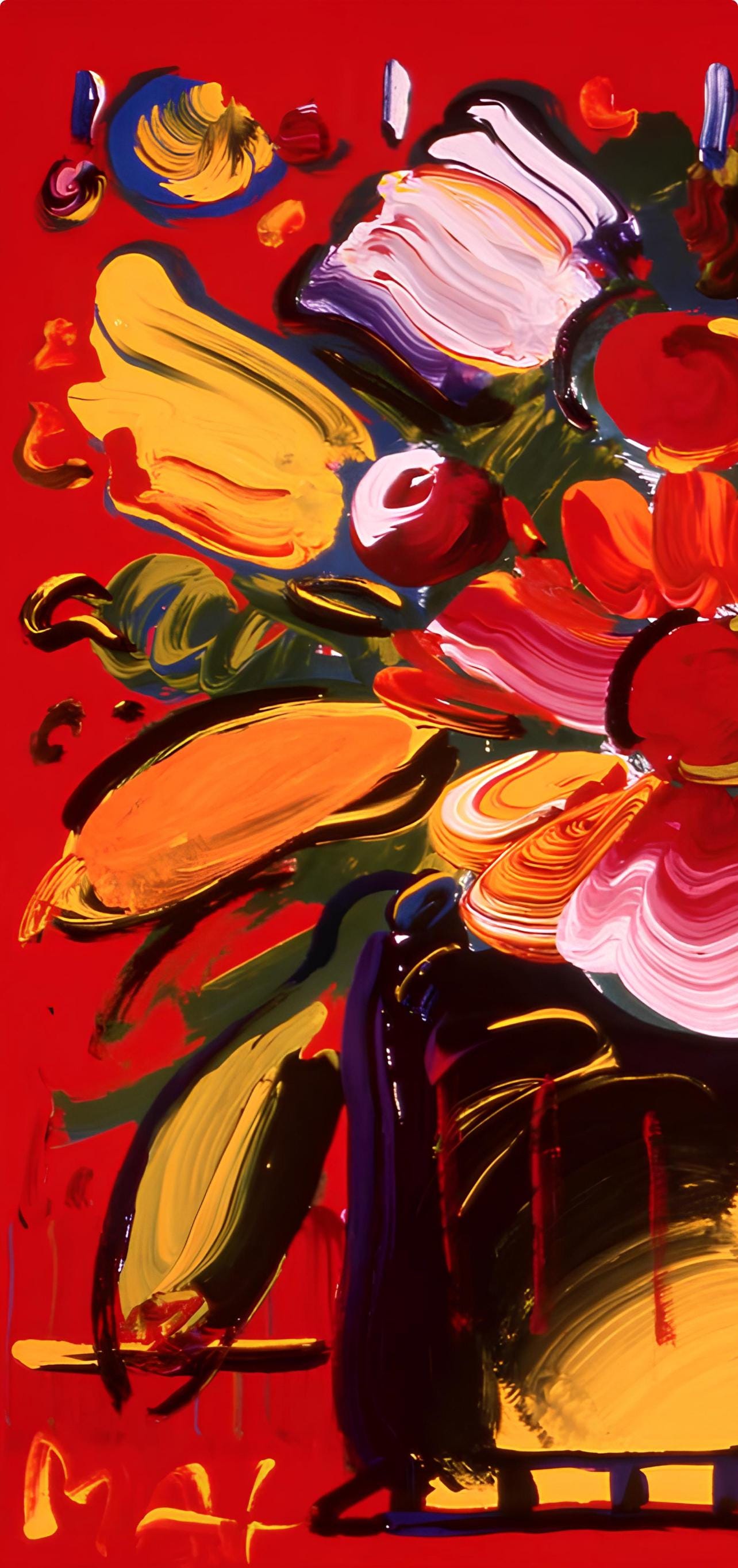 Peter Max, Abstract Flowers, 1999, Hand Signed, Official Edition Offset ...