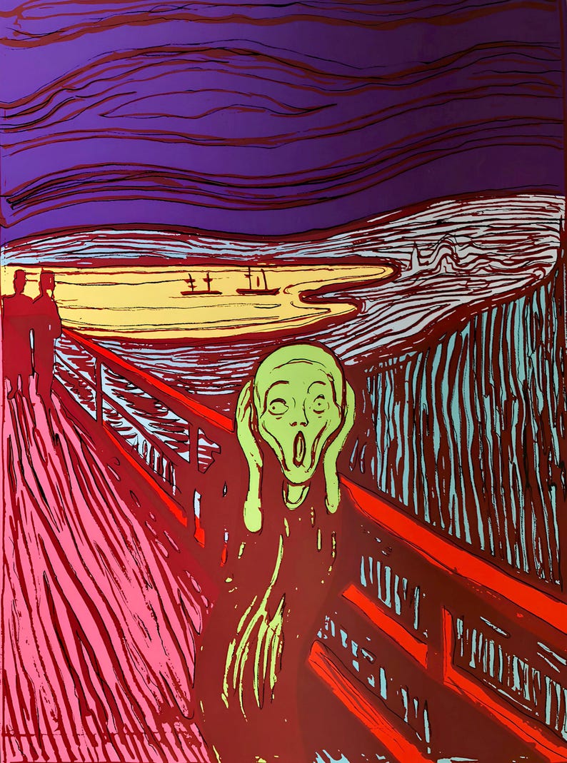 Andy Warhol, the Scream (after Edvard Munch), Green, Orange Pink, Suite ...