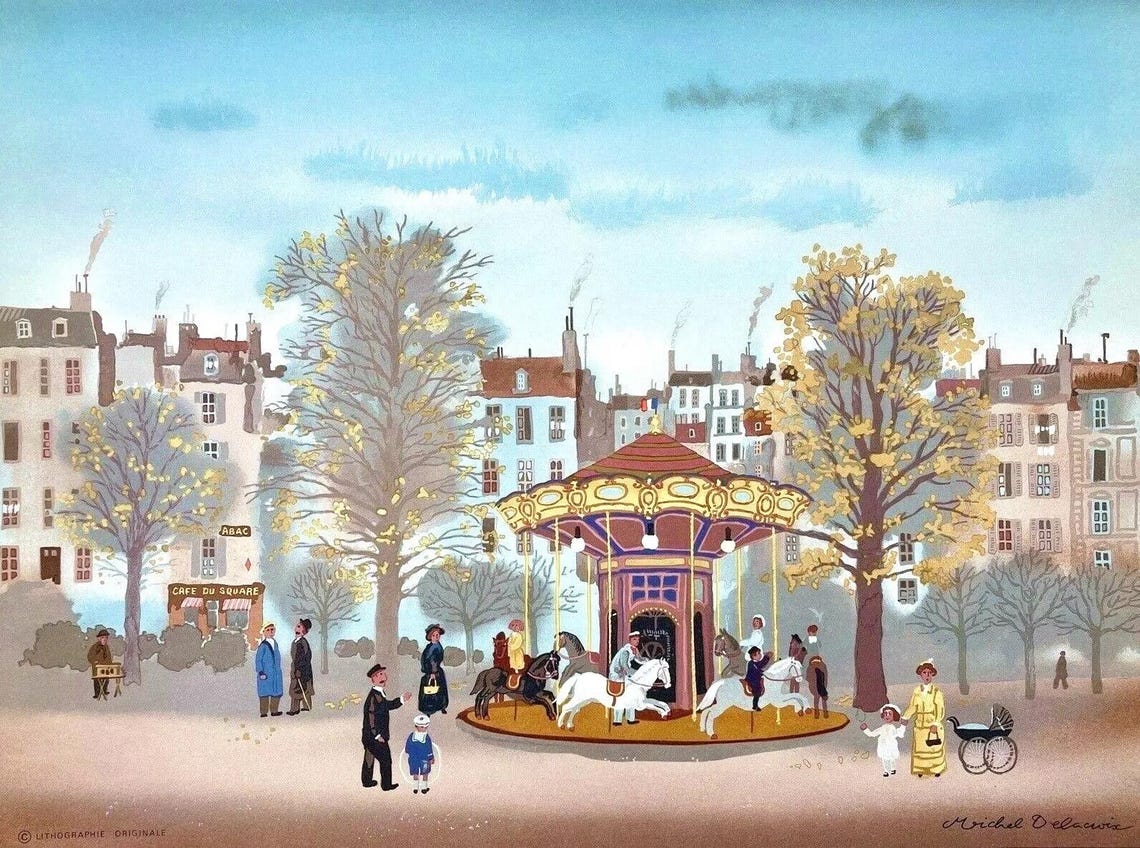 Michel Delacroix, Carousel, Limited Edition Lithograph - Etsy
