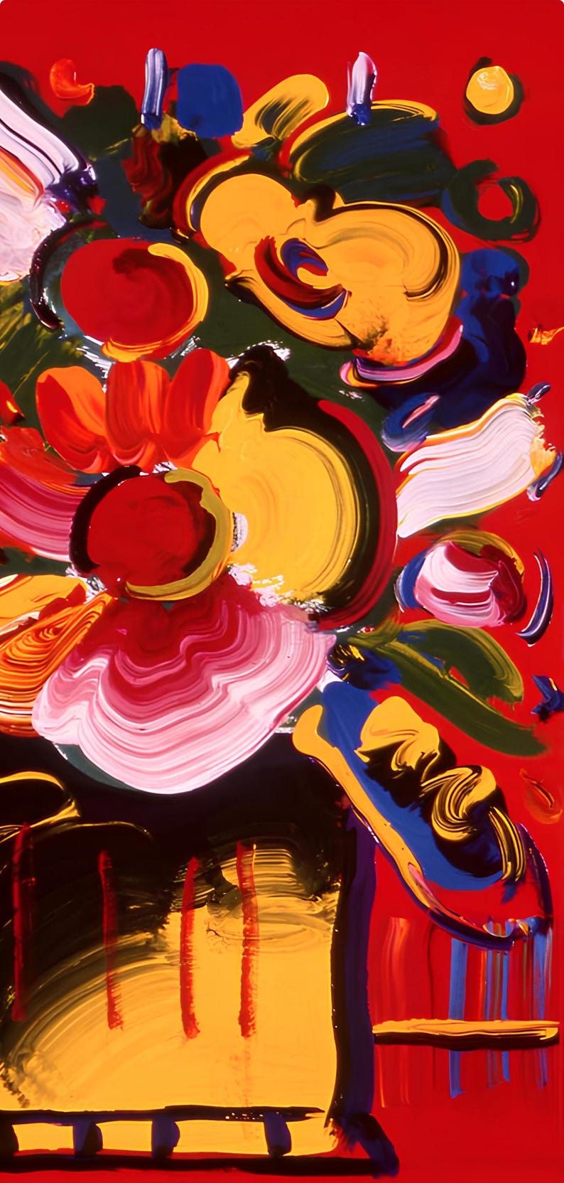 Peter Max, Abstract Flowers, 1999, Hand Signed, Official Edition Offset ...