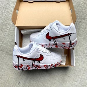 Custom Red Drippy Air Force 1 | Hand-painted Drip Sneakers | Red ...