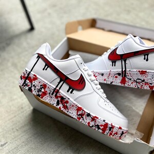 Custom Red Drippy Air Force 1 | Hand-painted Drip Sneakers | Red ...