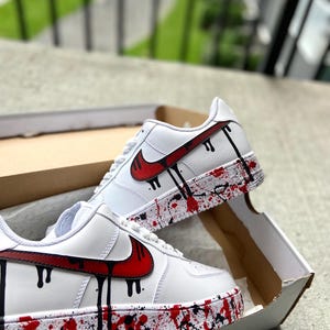 Custom Red Drippy Air Force 1 | Hand-painted Drip Sneakers | Red ...