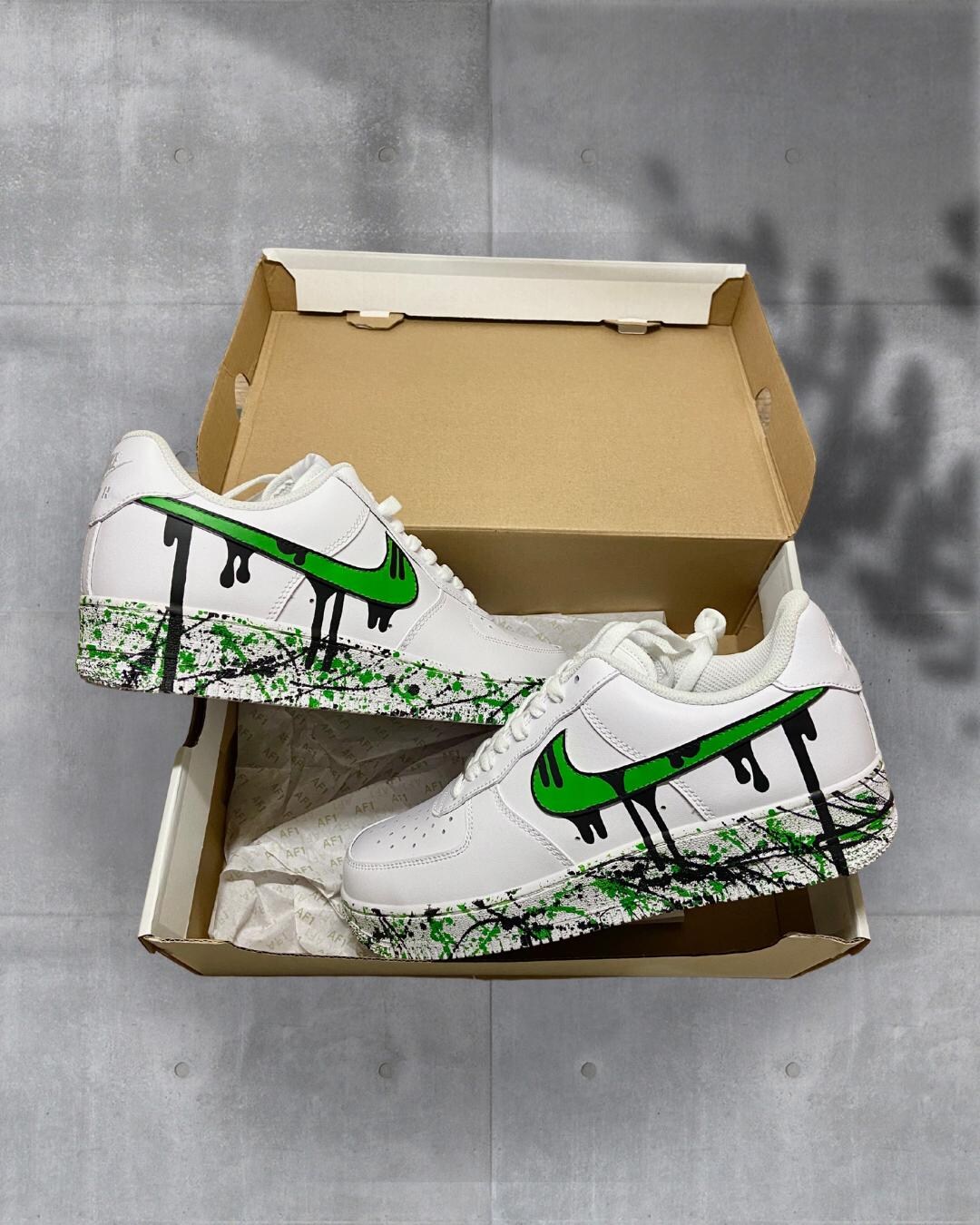 Custom Green Drippy Sneakers | Hand-painted Drip Design Shoes ...