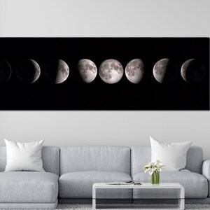 Phases of Moon Canvas Wall Art, Celestial Beauty: Wide Canvas Depicting ...