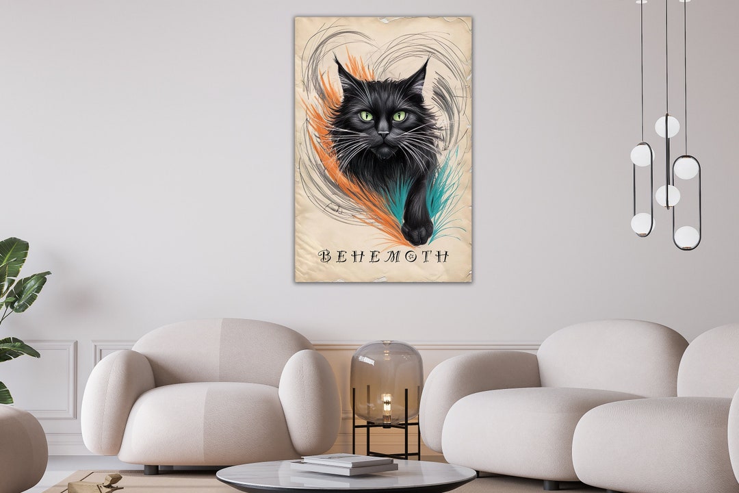 Behemoth the Cat Poster, Master and Margarita Wall Art, Behemoth From ...