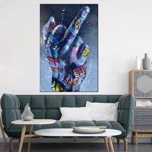 Middle Finger Graffiti Wall Art, the Art of the Street Will Add Color ...