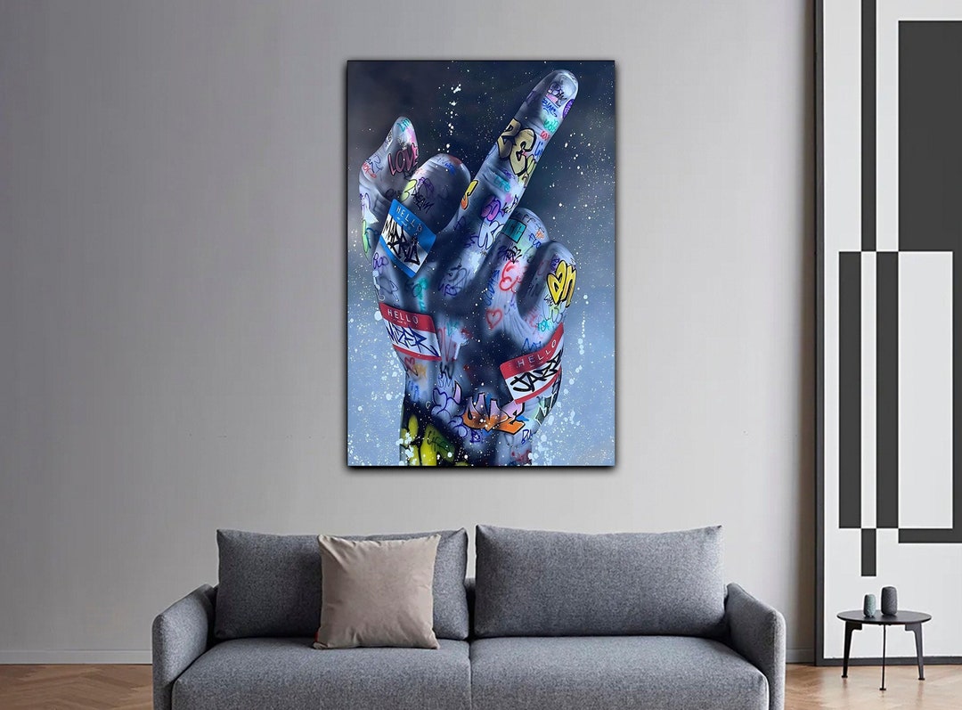 Middle Finger Graffiti Wall Art, the Art of the Street Will Add Color ...