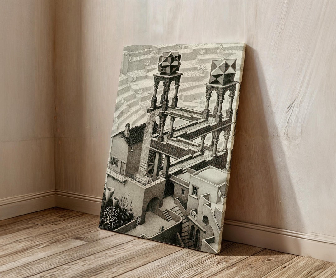 Waterfall Canvas Wall Art, Maurits Cornelis Escher Artwork Print, Ready ...