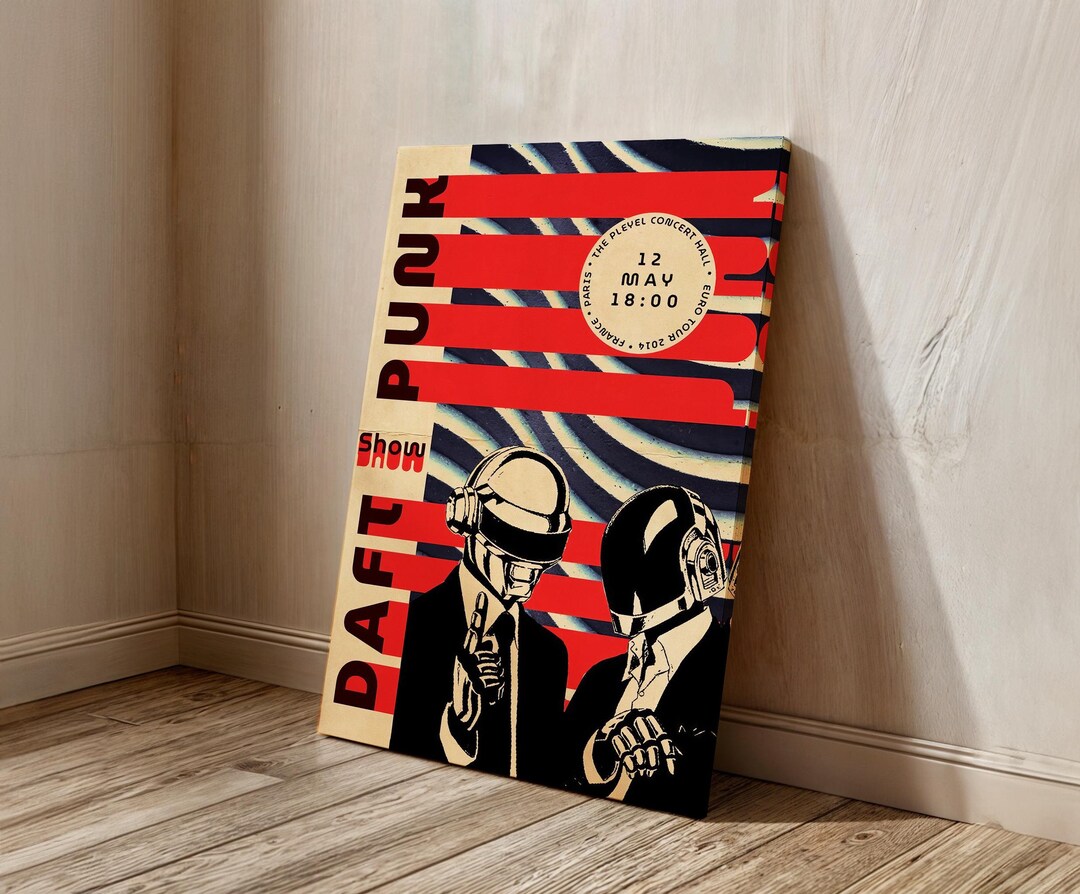 Daft Punk Retro Wall Art, Daft Punk Print Poster, Vintage Canvas Wall ...
