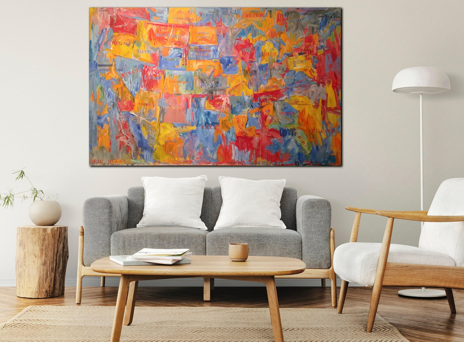 Jasper Johns' Map Wall Art, Artful Interpretation: Jasper Johns' 'map ...