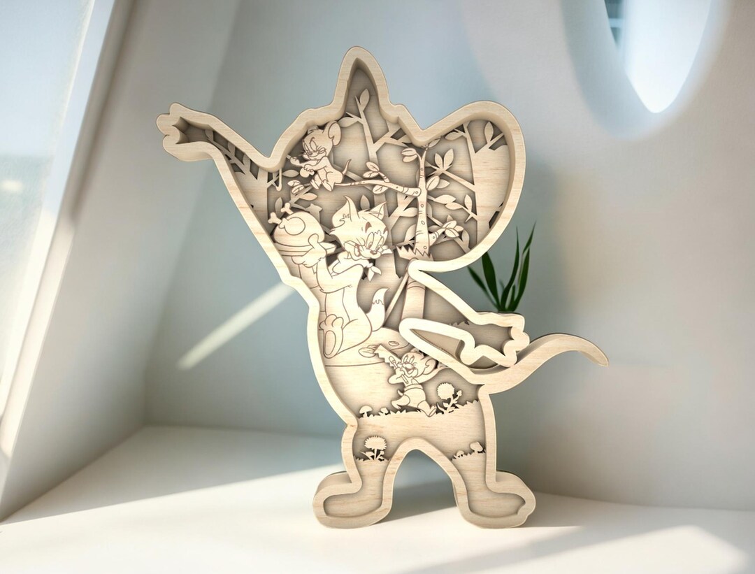 Multilayer Wooden Cartoon Art, 3D Cartoon Character Decoration, Laser ...