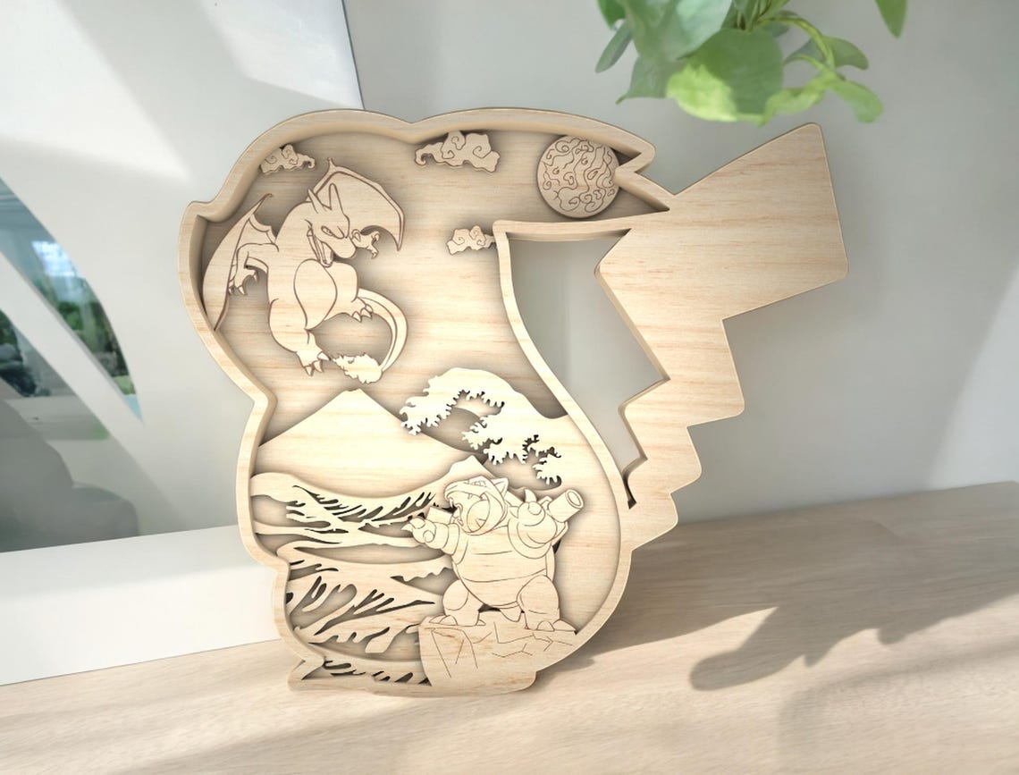 Multilayer Wooden Cartoon Art, 3D Cartoon Character Decoration, Laser ...