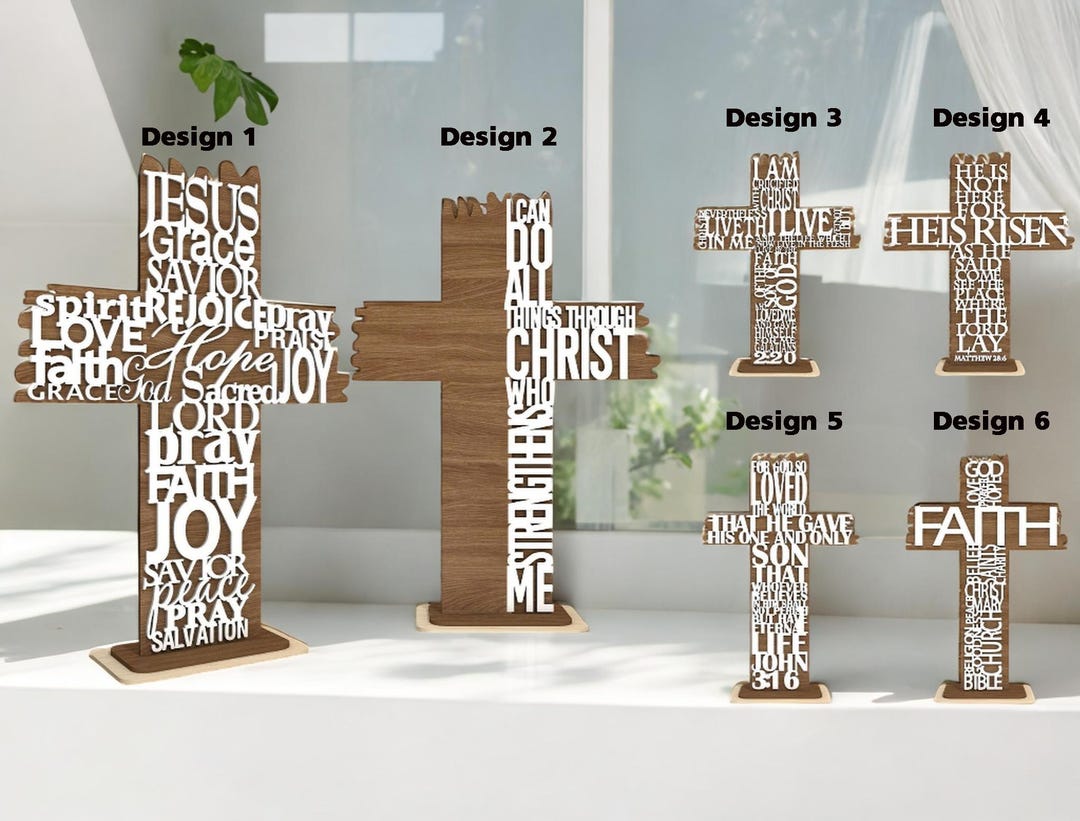 Faith Word Art Cross Set | Layered MDF Easter Cross Decor ...
